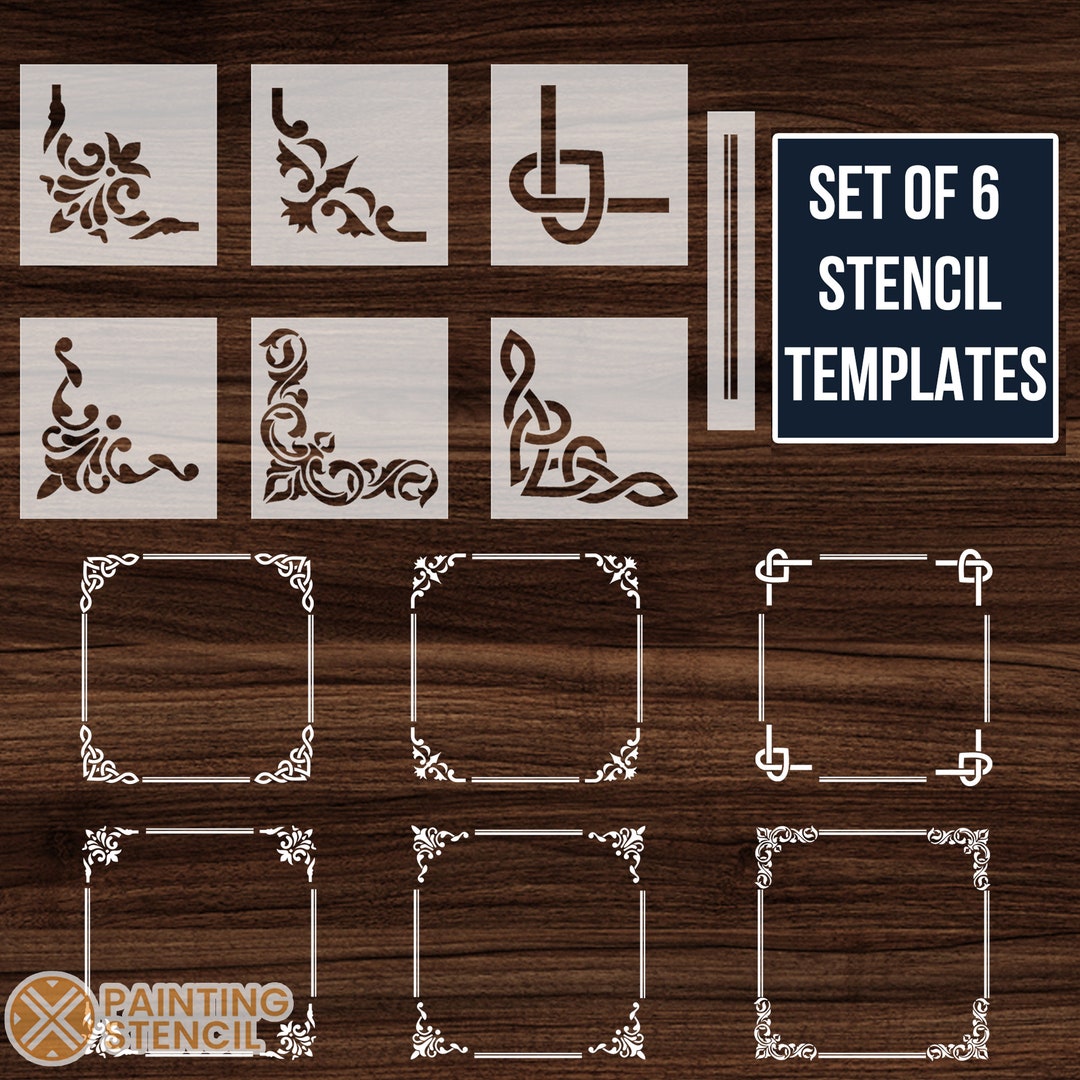 Victorian Corner Stencil for Furniture, Victorian Border Stencil, Set ...
