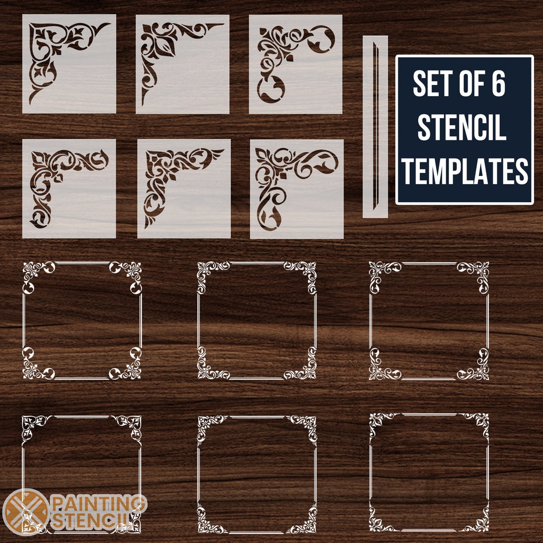 Victorian Corner Stencil, Set of 6 Corner Frame Stencils, Set of 6 ...