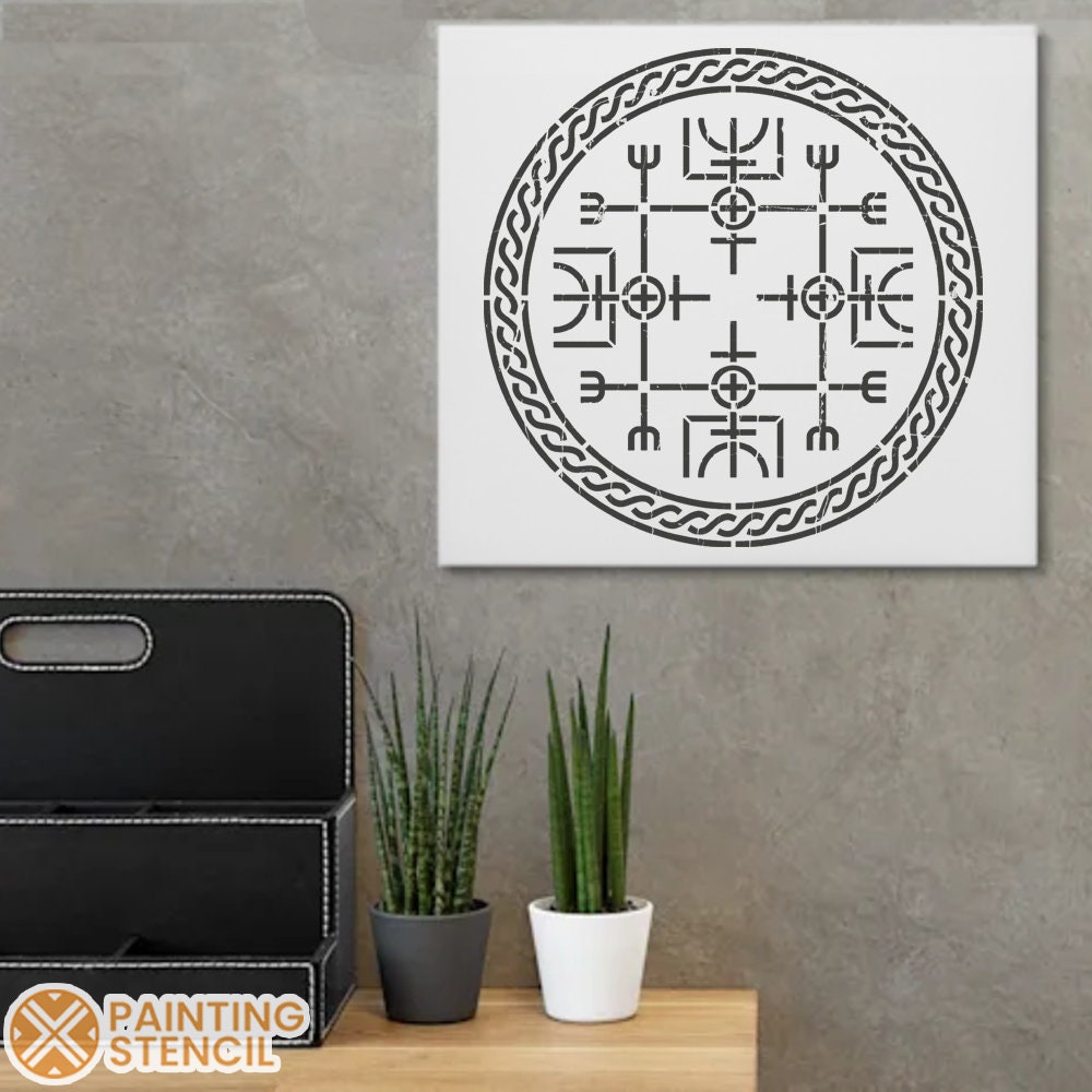 Scandinavian Stencil, Vegvisir Stencil, Nordic Stencil, Yggdrasil ...