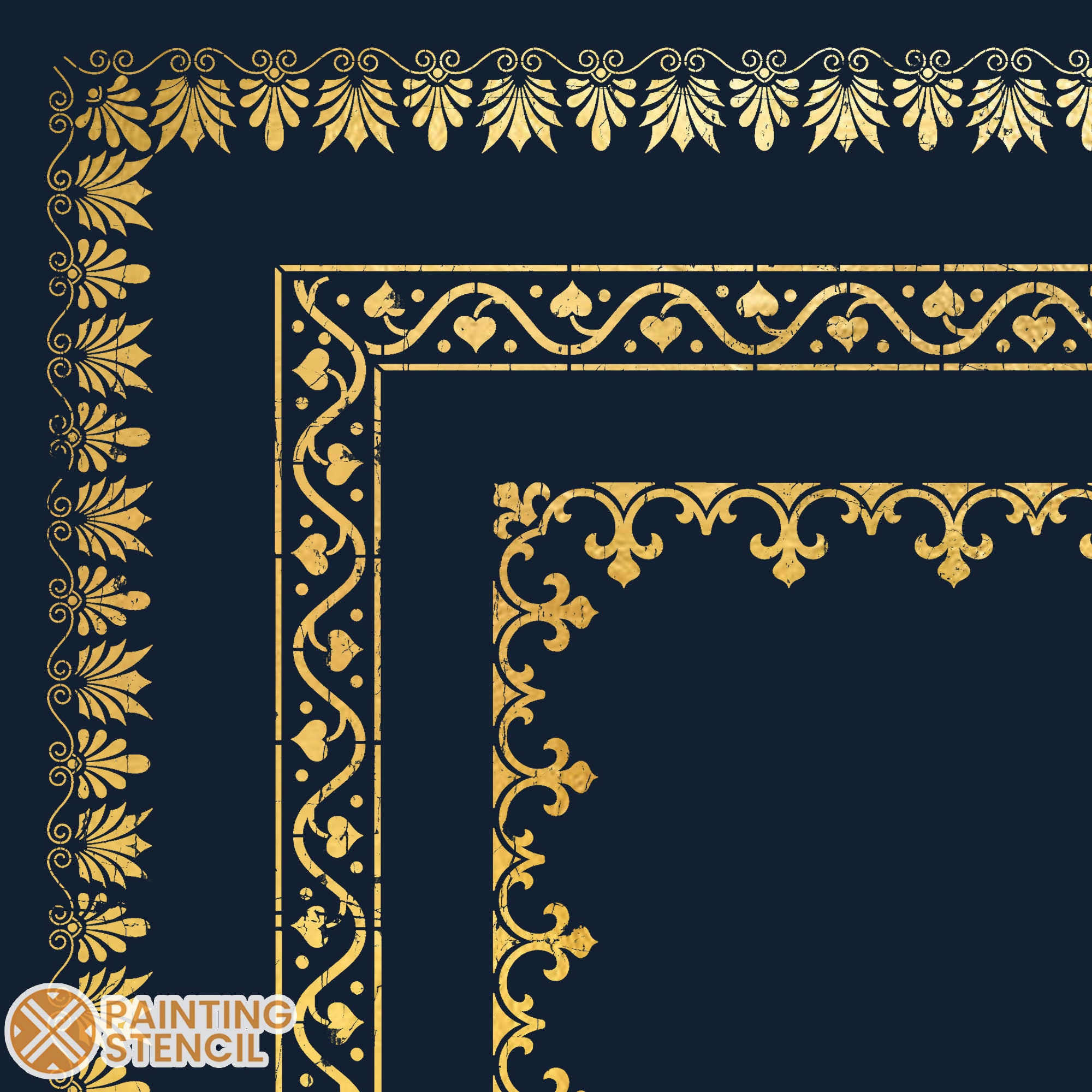 Border Stencil Set With Corners for Walls and Furniture, Victorian ...