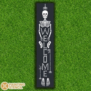 Skeleton Welcome Stencil ,skeleton Porch Stencil, Halloween Porch ...