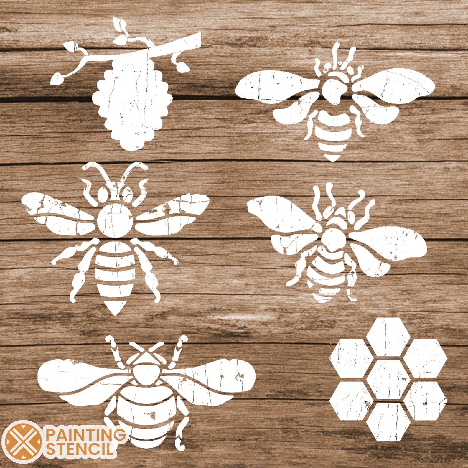 Bumble Bee Stencil, Wall Bee Stencil, Bee Stencil, Honeycomb Reusable ...
