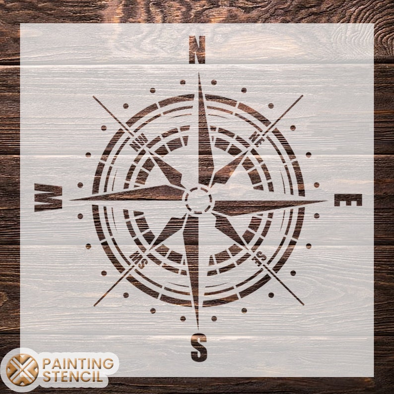 Compass Rose Stencil, Compass Stencil Reusable Compass Painting Stencil ...