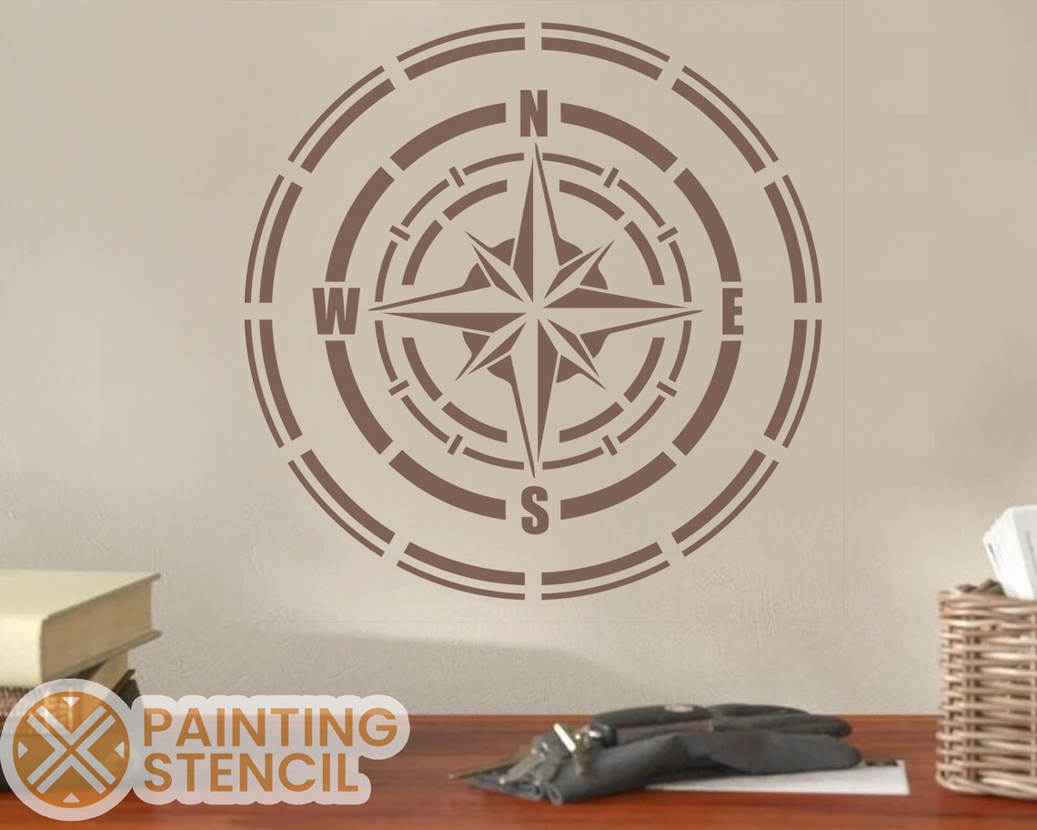 Compass Rose Stencil, Compass Stencil Reusable Compass Painting Stencil ...
