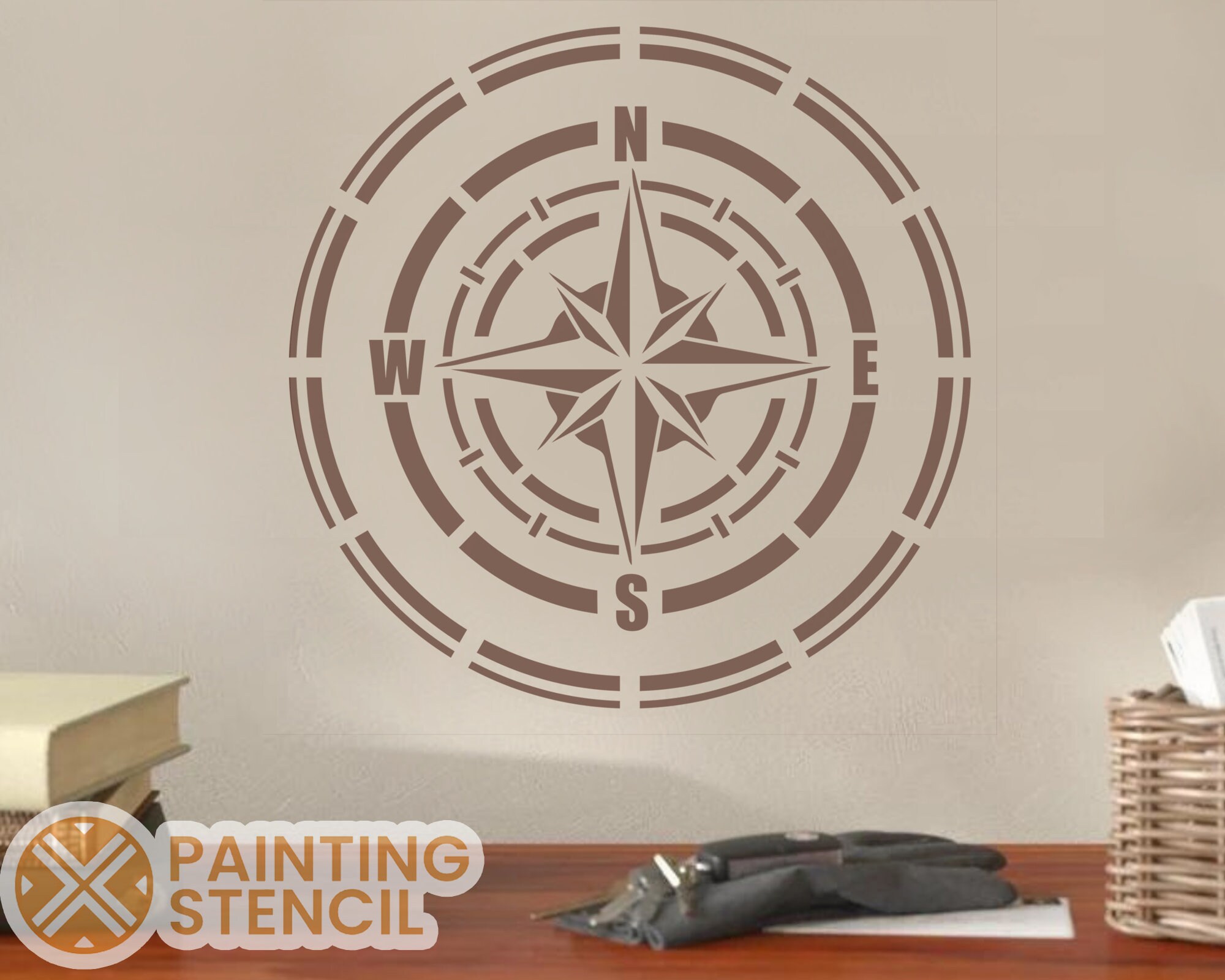 Compass Rose Stencil, Compass Stencil Reusable Compass Painting Stencil ...