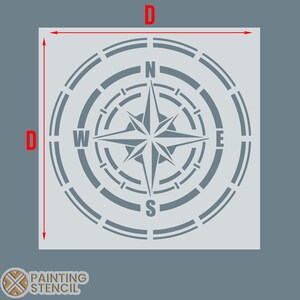Compass Rose Stencil, Compass Stencil Reusable Compass Painting Stencil ...