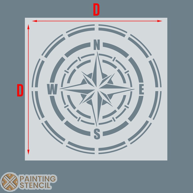 Compass Rose Stencil, Compass Stencil Reusable Compass Painting Stencil ...