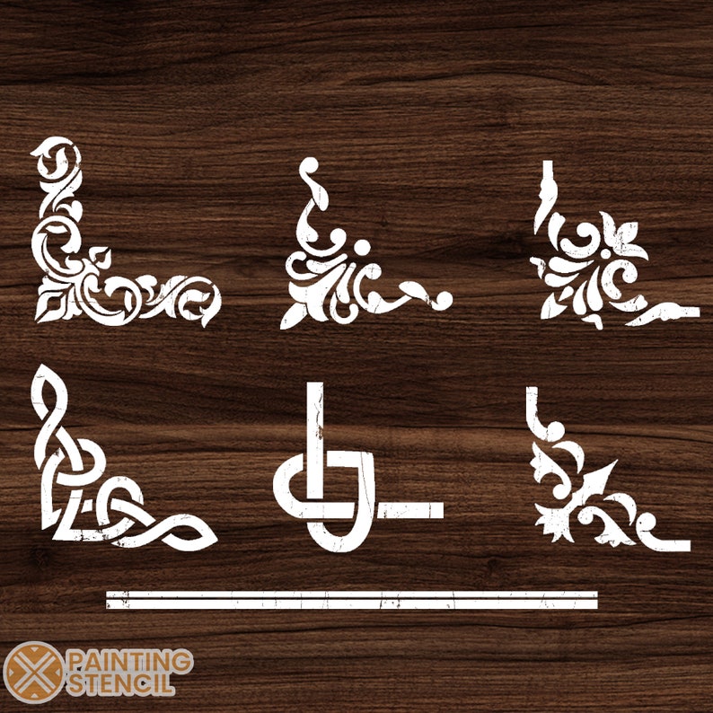 Victorian Corner Stencil for Furniture, Victorian Border Stencil, Set ...