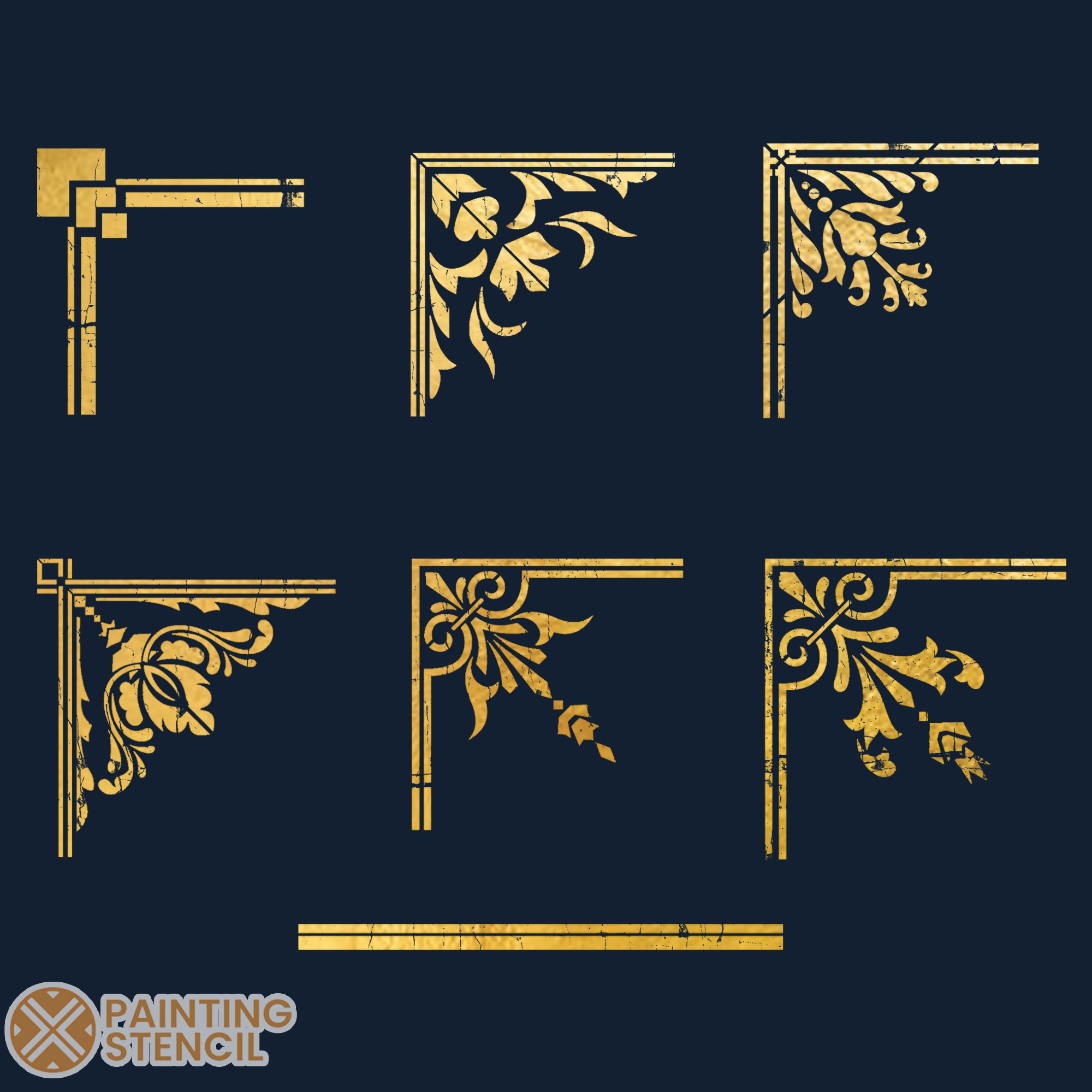 Set of 6 Stencil Templates, Set 6 Corner Frame Stencils, Victorian ...