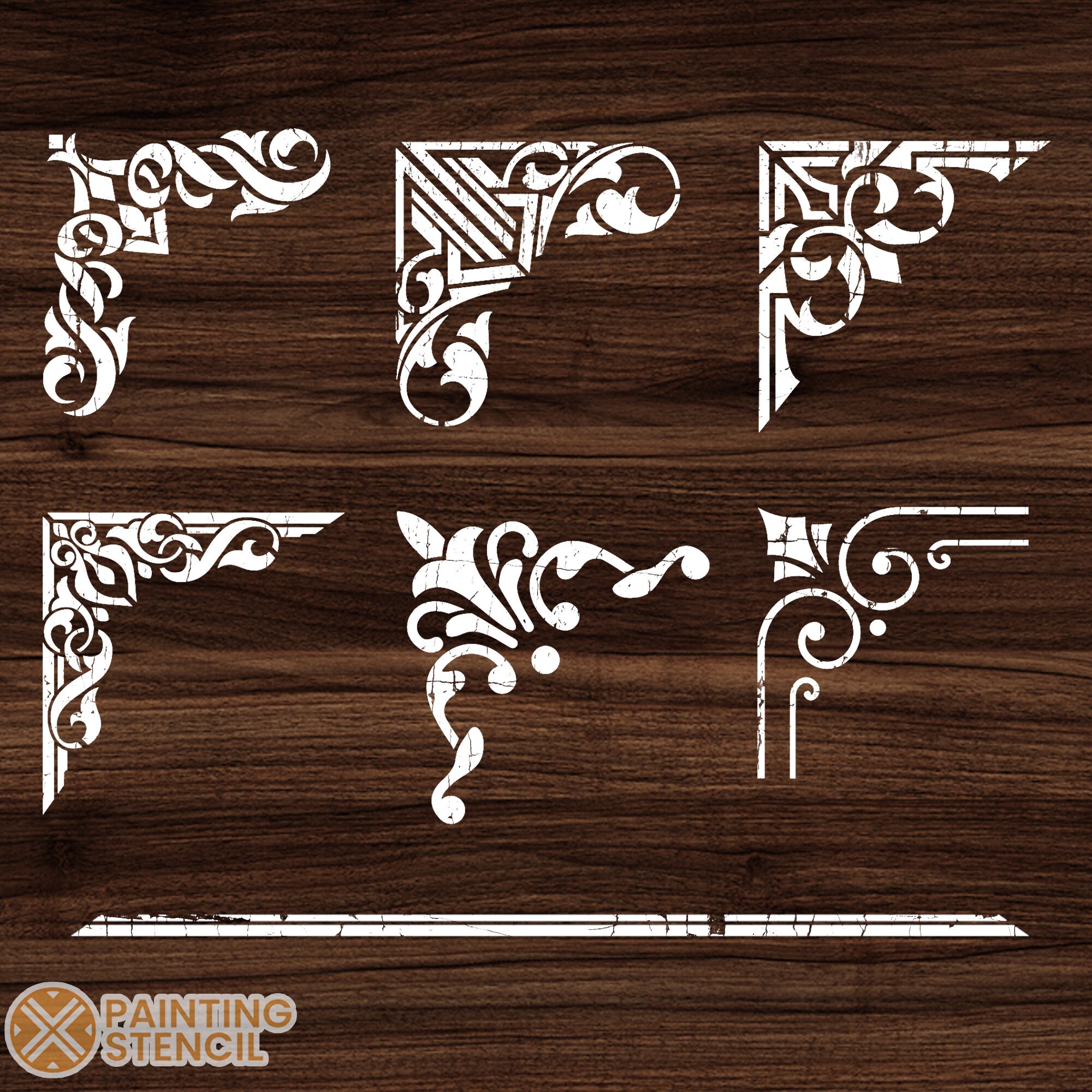 Set of 6 Stencil Templates, Set of 6 Corner Frame Stencils Victorian ...