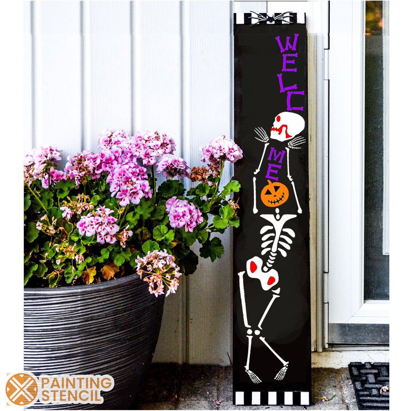 Skeleton Porch Stencil, Halloween Porch Stencil,skeleton Welcome ...