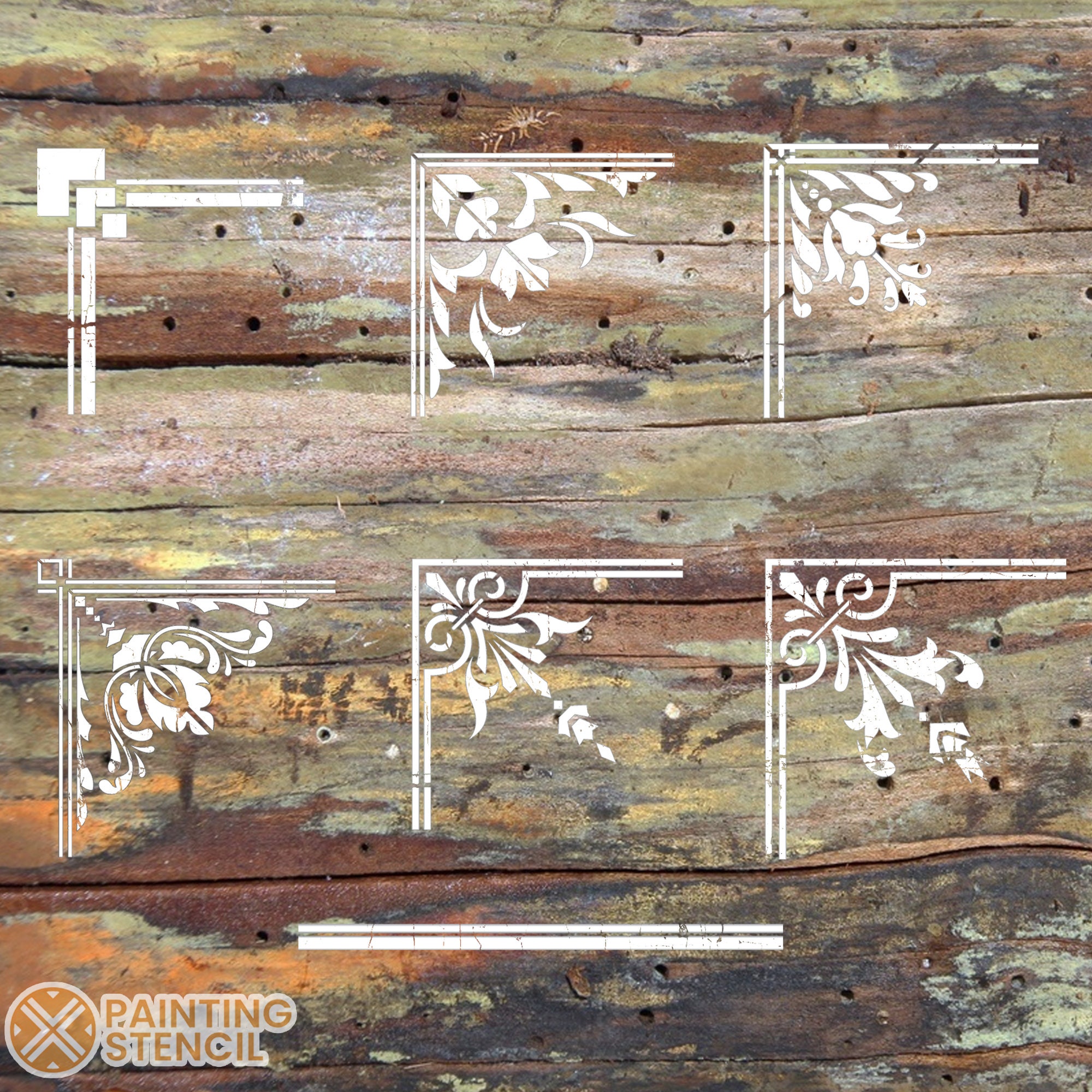 Set of 6 Stencil Templates, Set 6 Corner Frame Stencils, Victorian ...