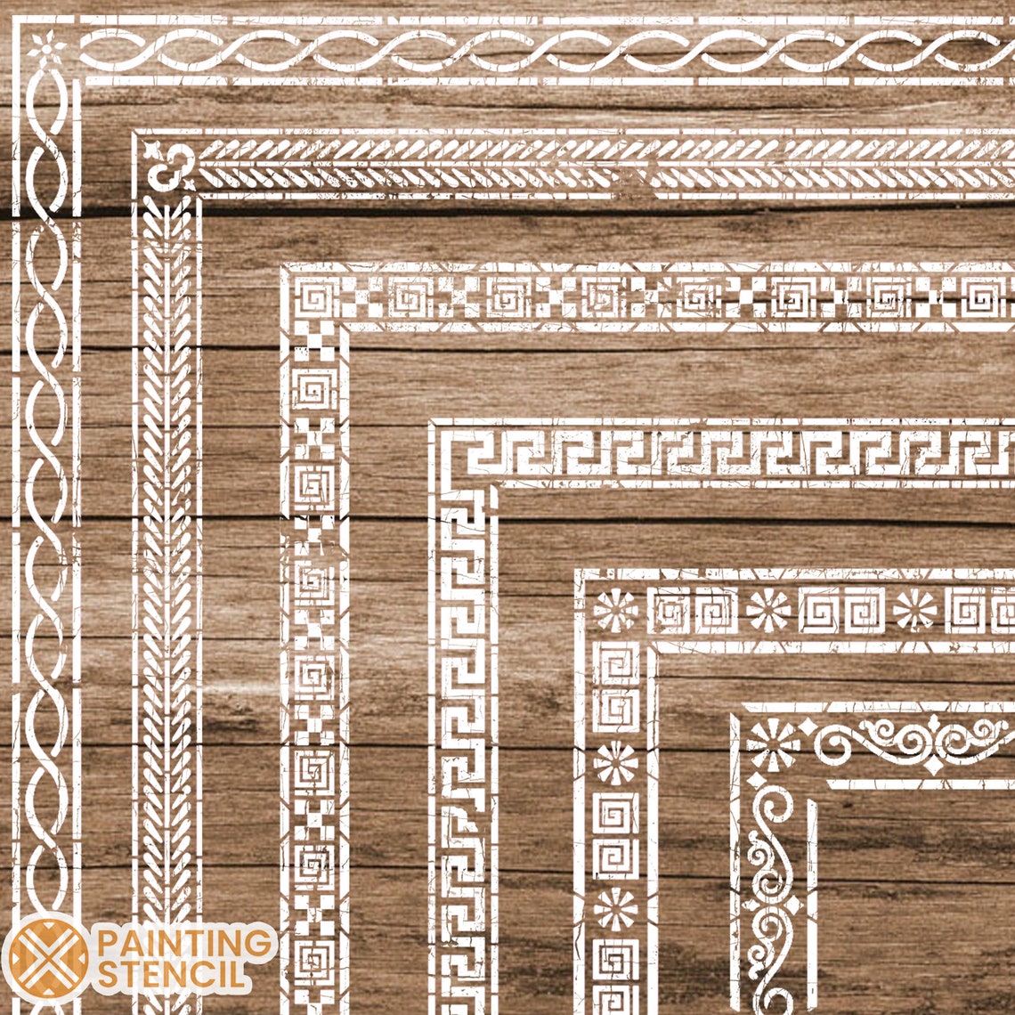 A4 Border Stencil Set, Border Stencils for Wood , Greek Border Stencil ...