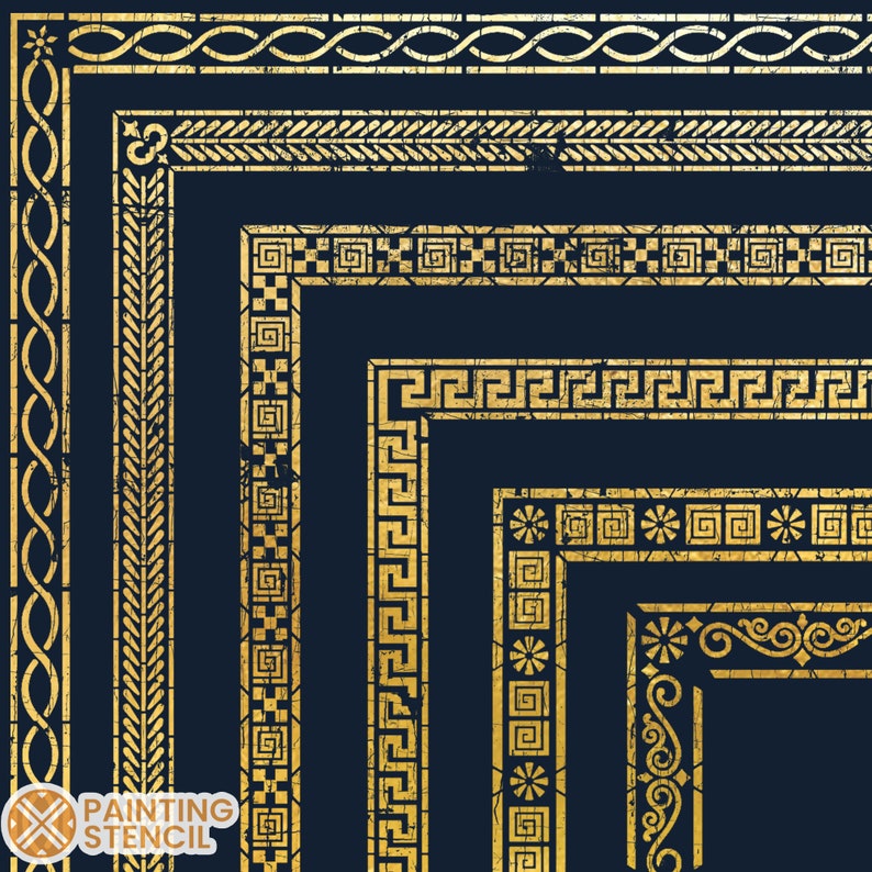 A4 Border Stencil Set, Border Stencils for Wood , Greek Border Stencil ...