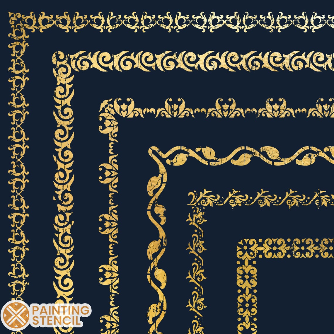 Greek Key Stencil , Greek Border Stencil Set, Large Flower Border ...