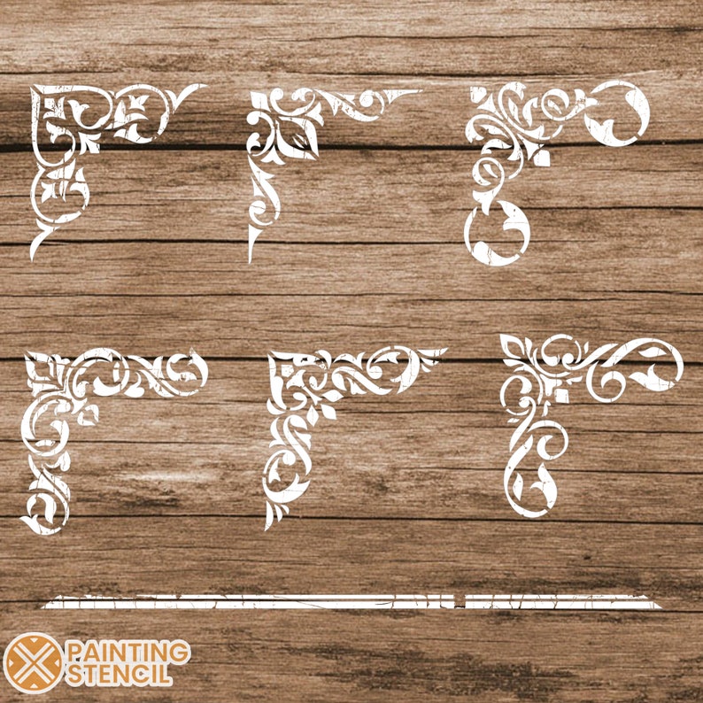 Victorian Corner Stencil, Set of 6 Corner Frame Stencils, Set of 6 ...