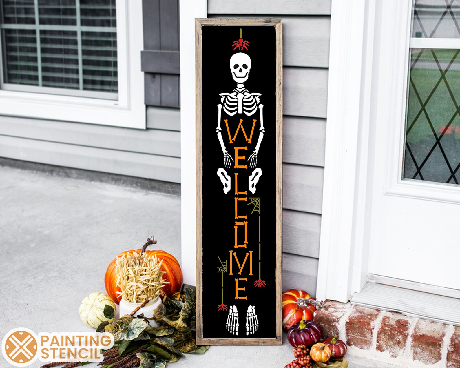 Skeleton Welcome Stencil skeleton Porch Stencil Halloween - Etsy
