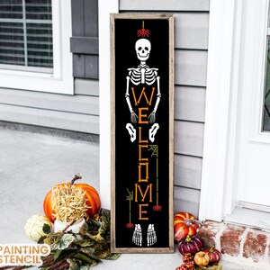 Skeleton Welcome Stencil ,skeleton Porch Stencil, Halloween Porch ...