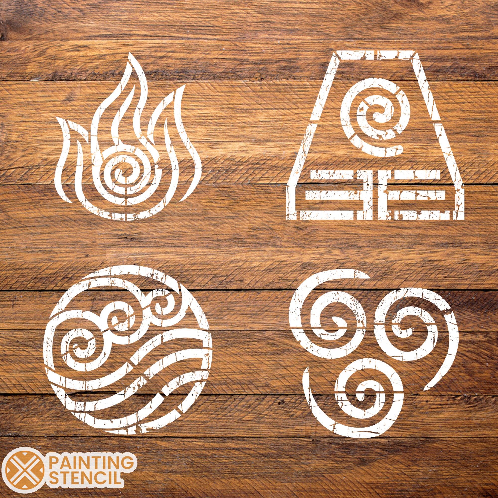 Four Elements Stencil, Air Water Earth Fire Elements Stencil, Set of 4 Elements Stencils, 4 ...