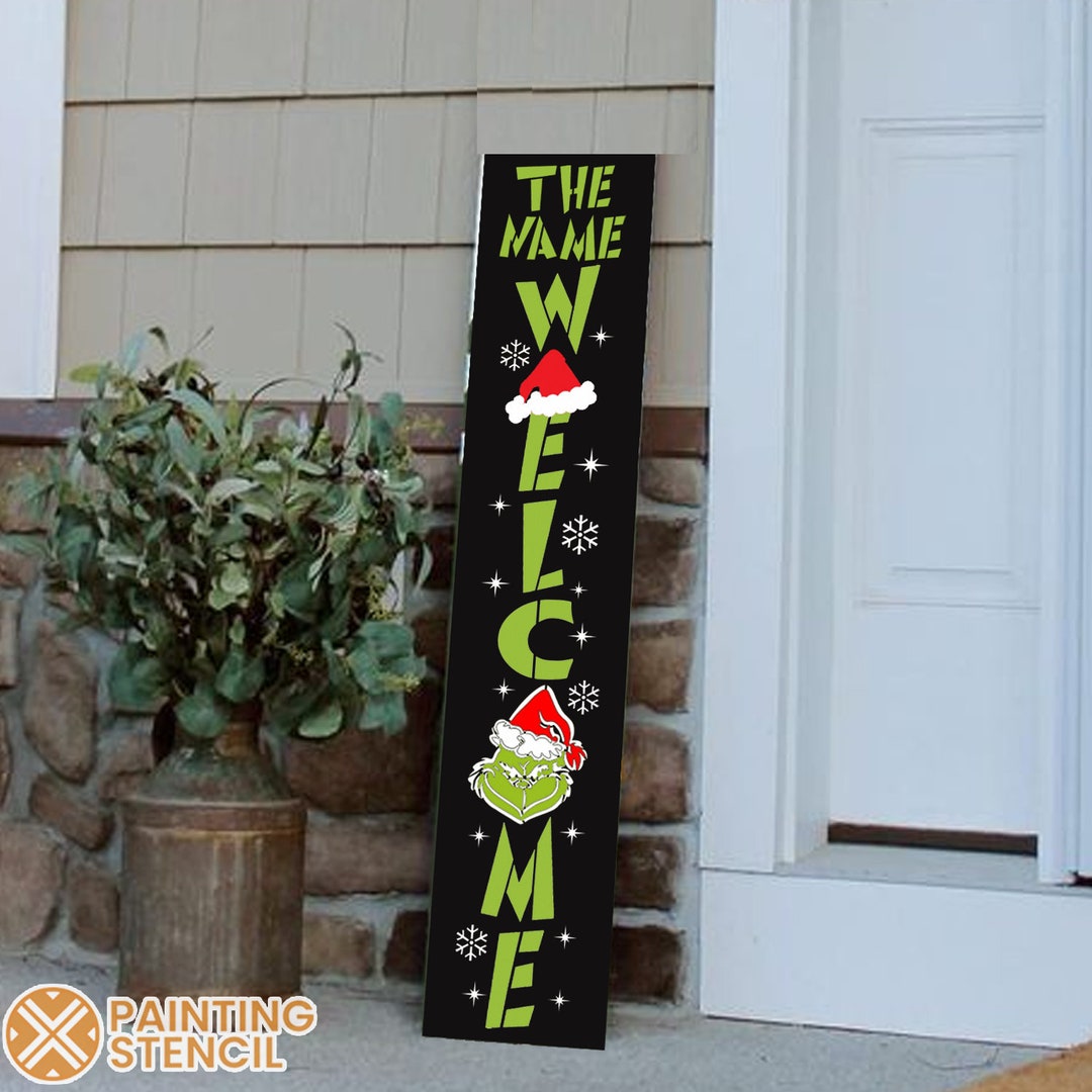 Personalized Welcome Grinch Stencil Custom Grinch Porch Lean - Etsy Canada