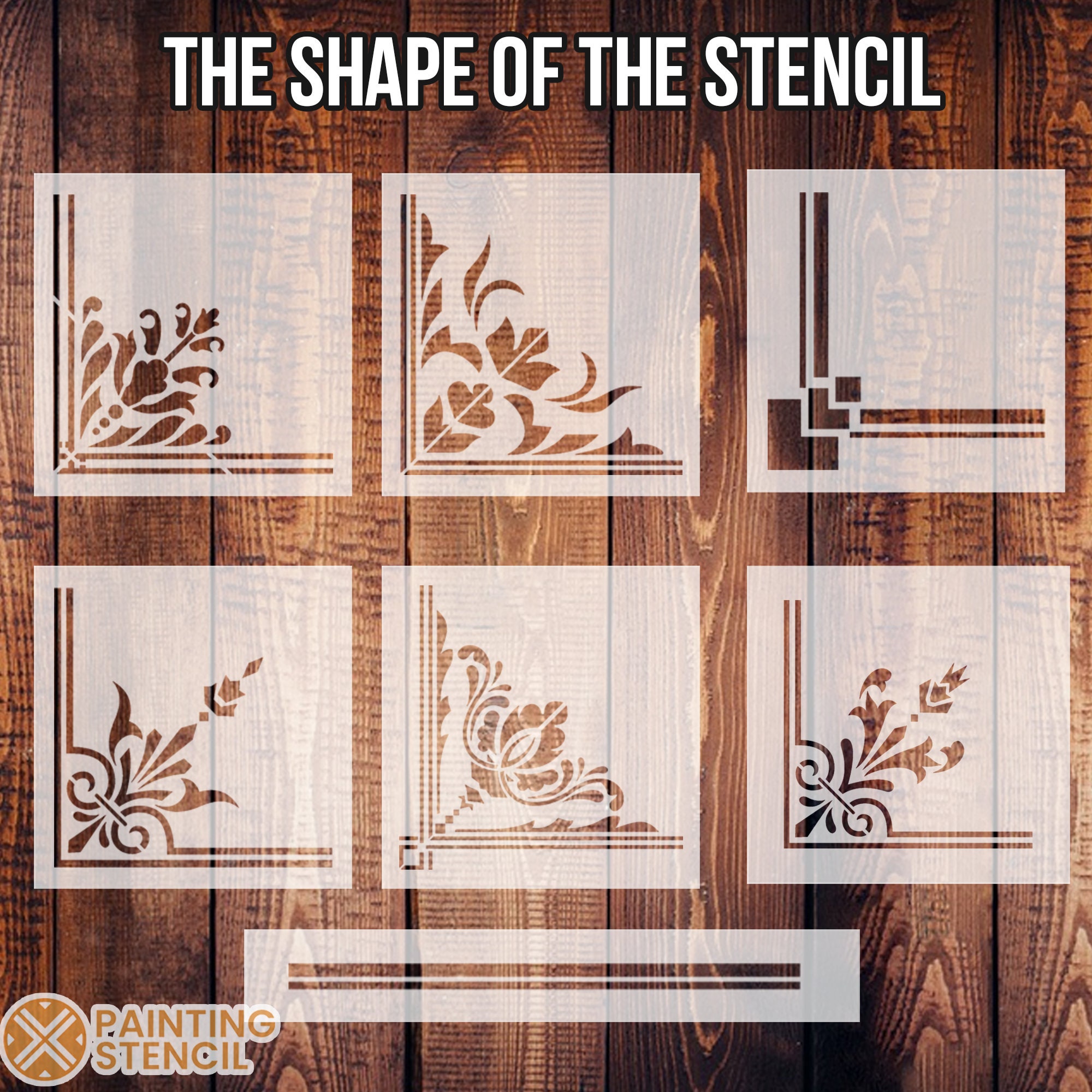 Set of 6 Stencil Templates, Set 6 Corner Frame Stencils, Victorian ...