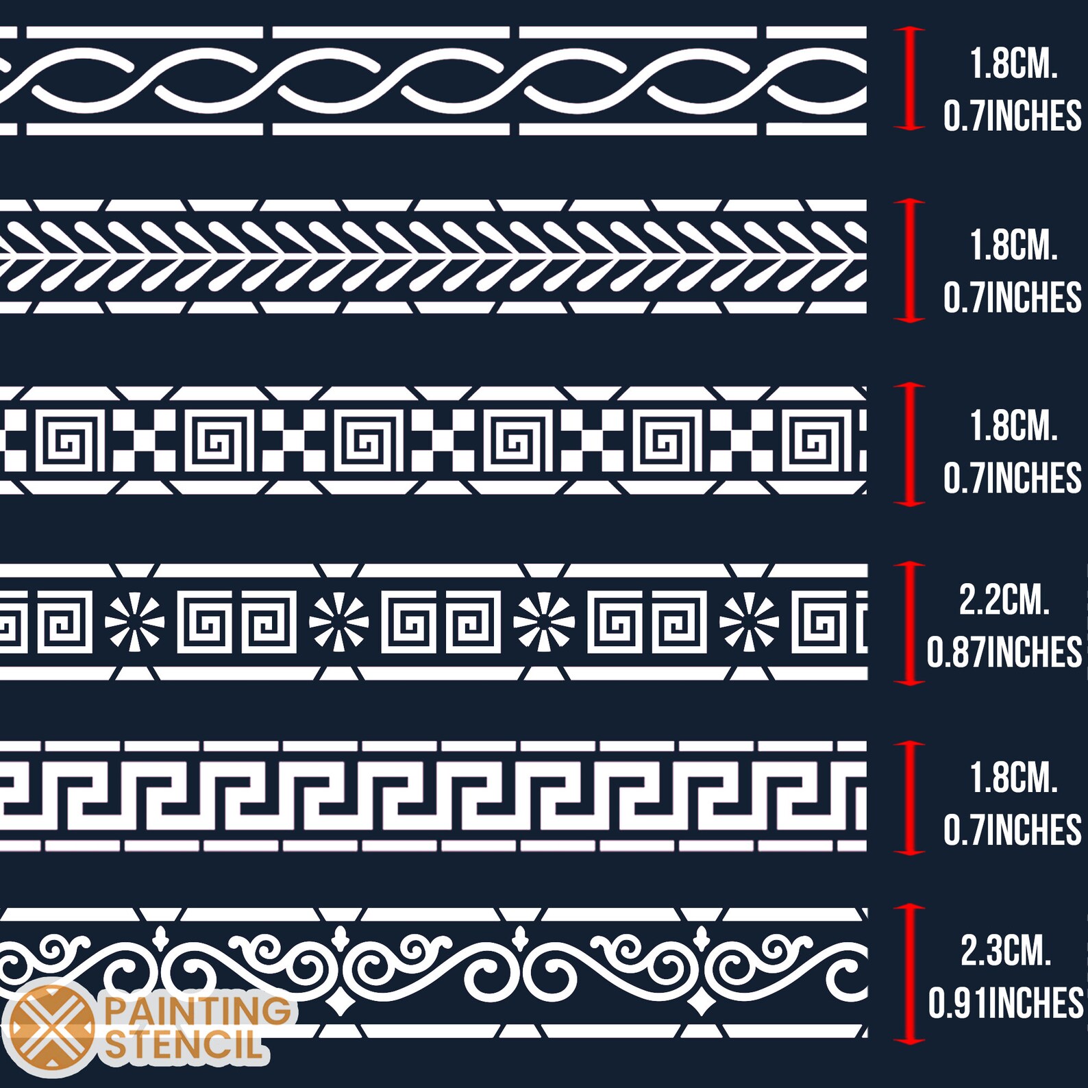 A4 Border Stencil Set, Border Stencils for Wood , Greek Border Stencil ...