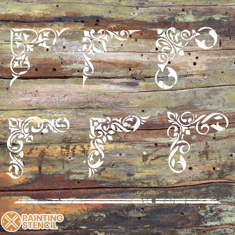 Victorian Corner Stencil, Set of 6 Corner Frame Stencils, Set of 6 ...