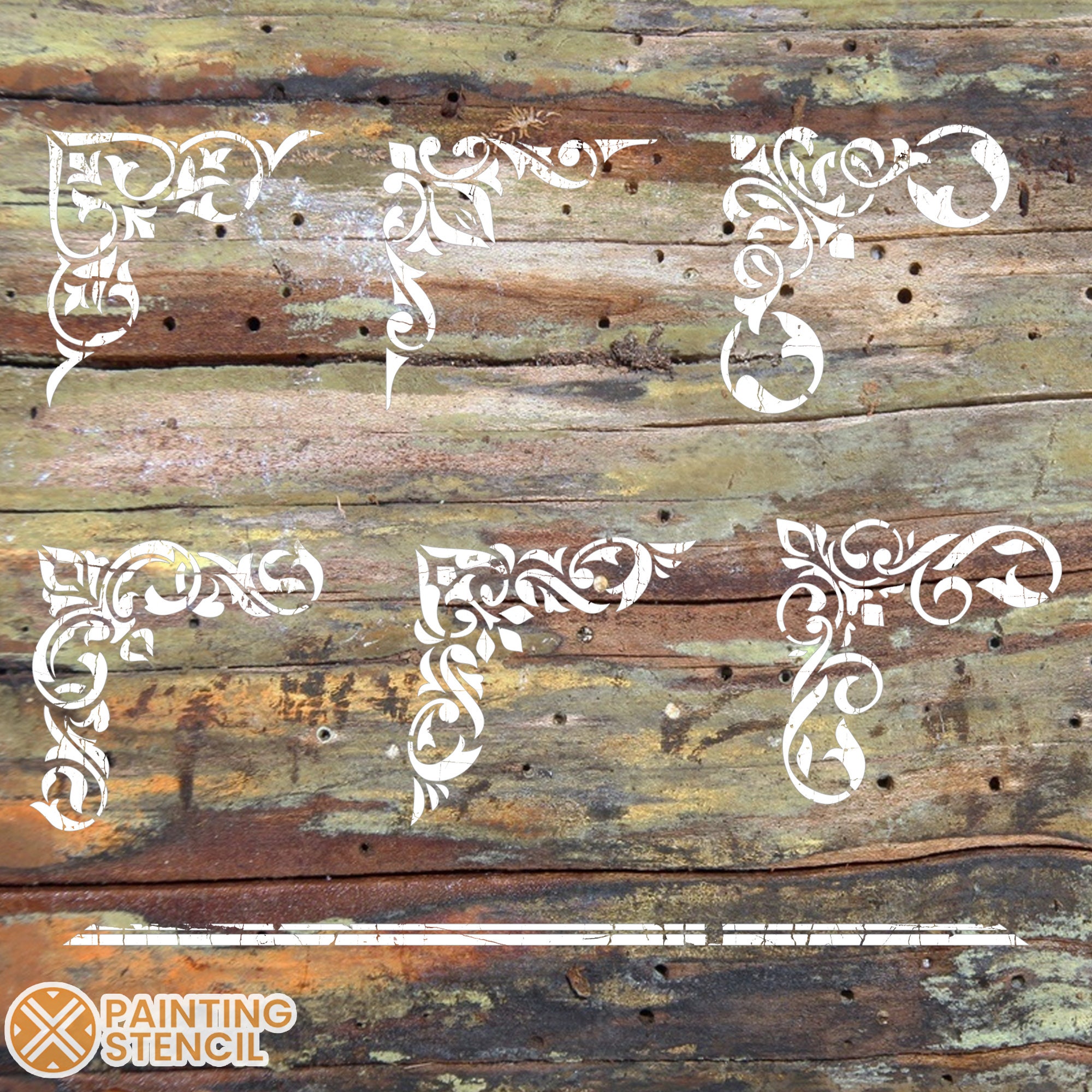 Victorian Corner Stencil, Set of 6 Corner Frame Stencils, Set of 6 ...