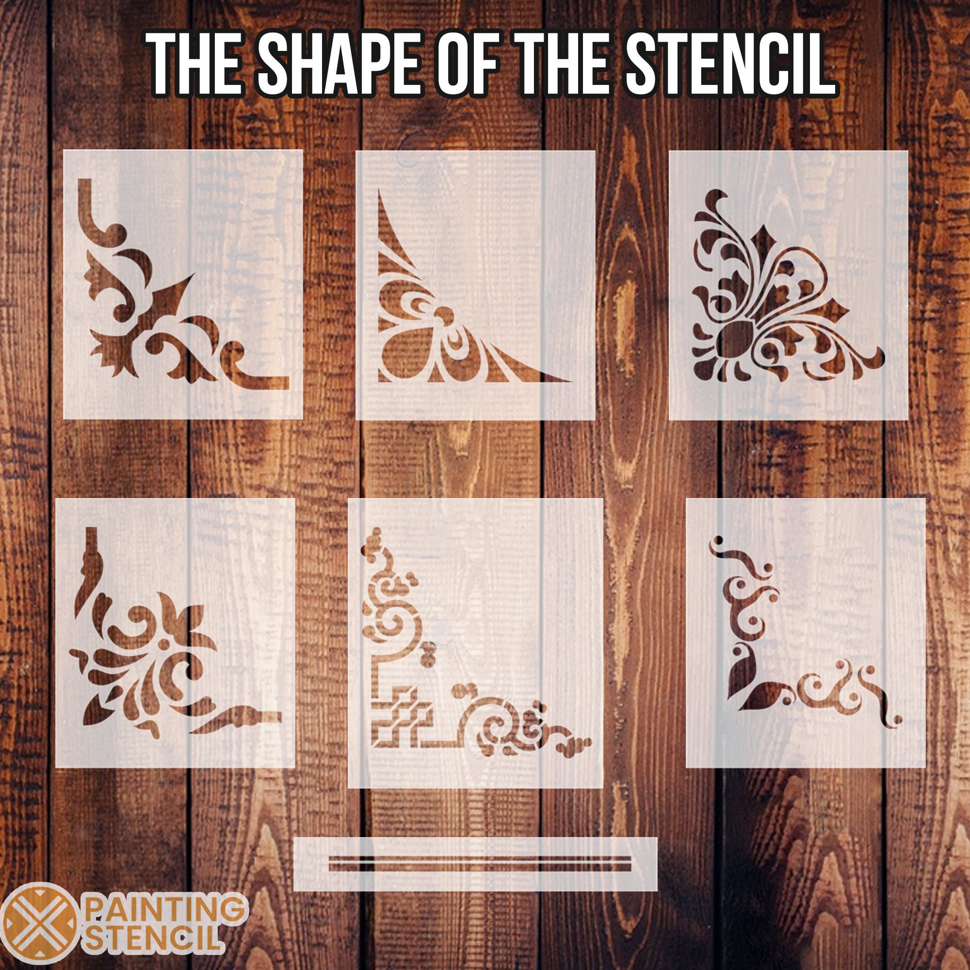 Victorian Corner Stencil, Set of 6 Corner Frame Stencils, Stencil Wall ...