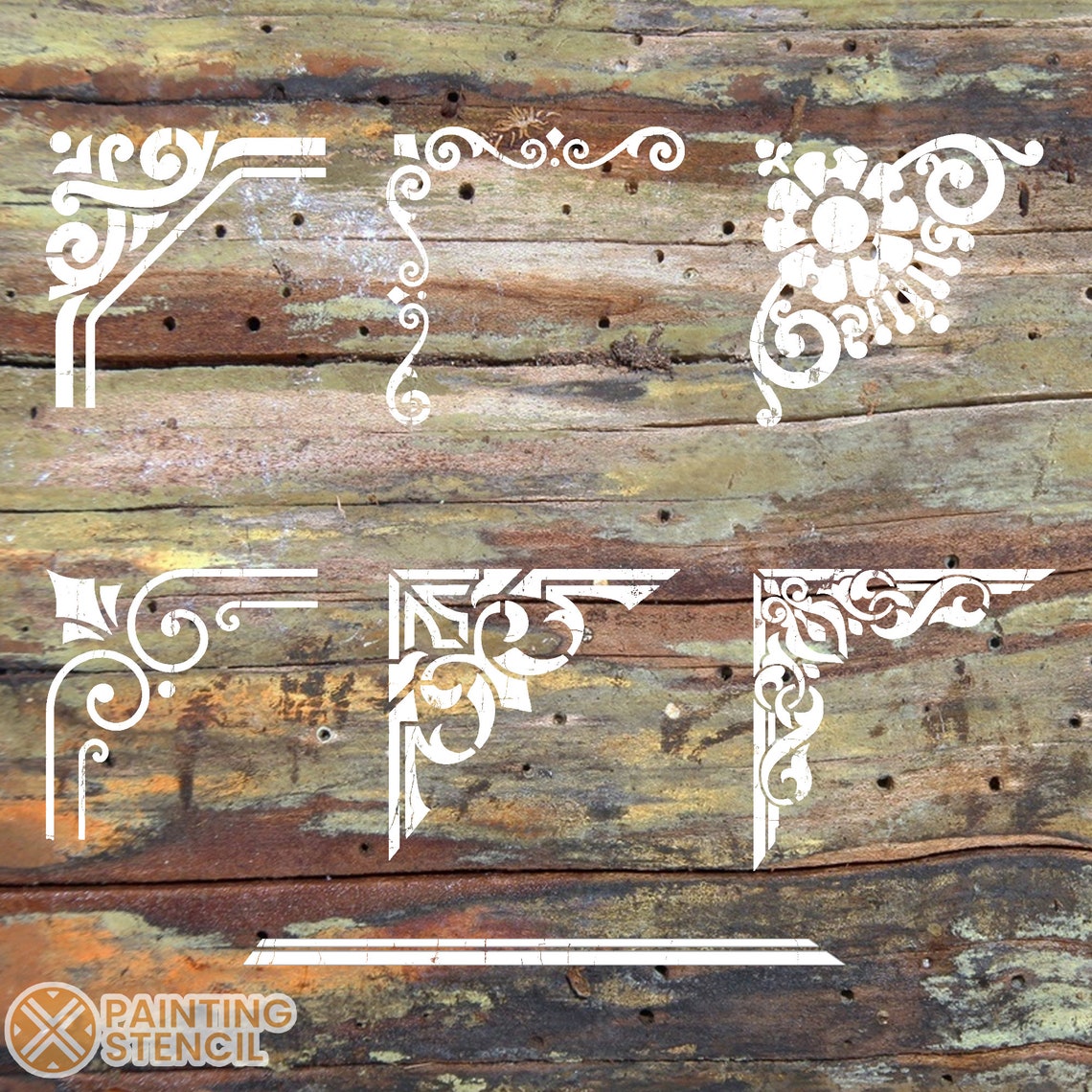 Set of 6 Corner Frame Stencils, Set of 6 Stencil Templates, Victorian ...