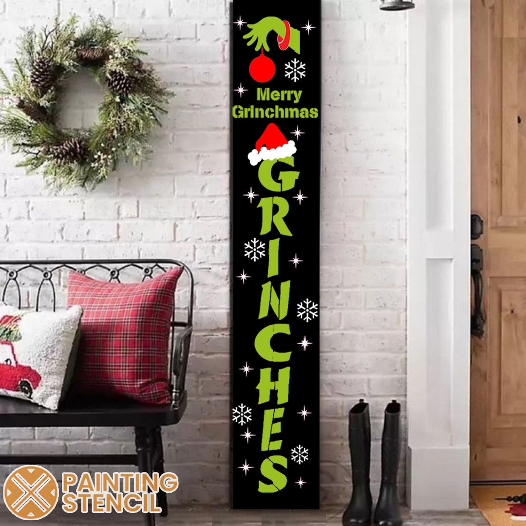 Merry Grinchmas Stencil Grinch Porch Leaner Stencil Grinches - Etsy