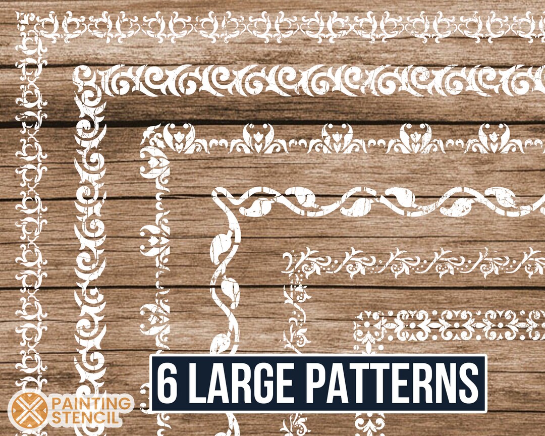 Greek Key Stencil , Greek Border Stencil Set, Large Flower Border ...