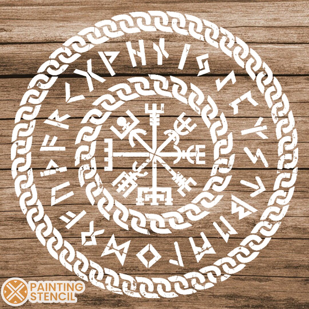 Yggdrasil Stencil, Scandinavian Pagan Stencil, Vegvisir Stencil, Nordic ...