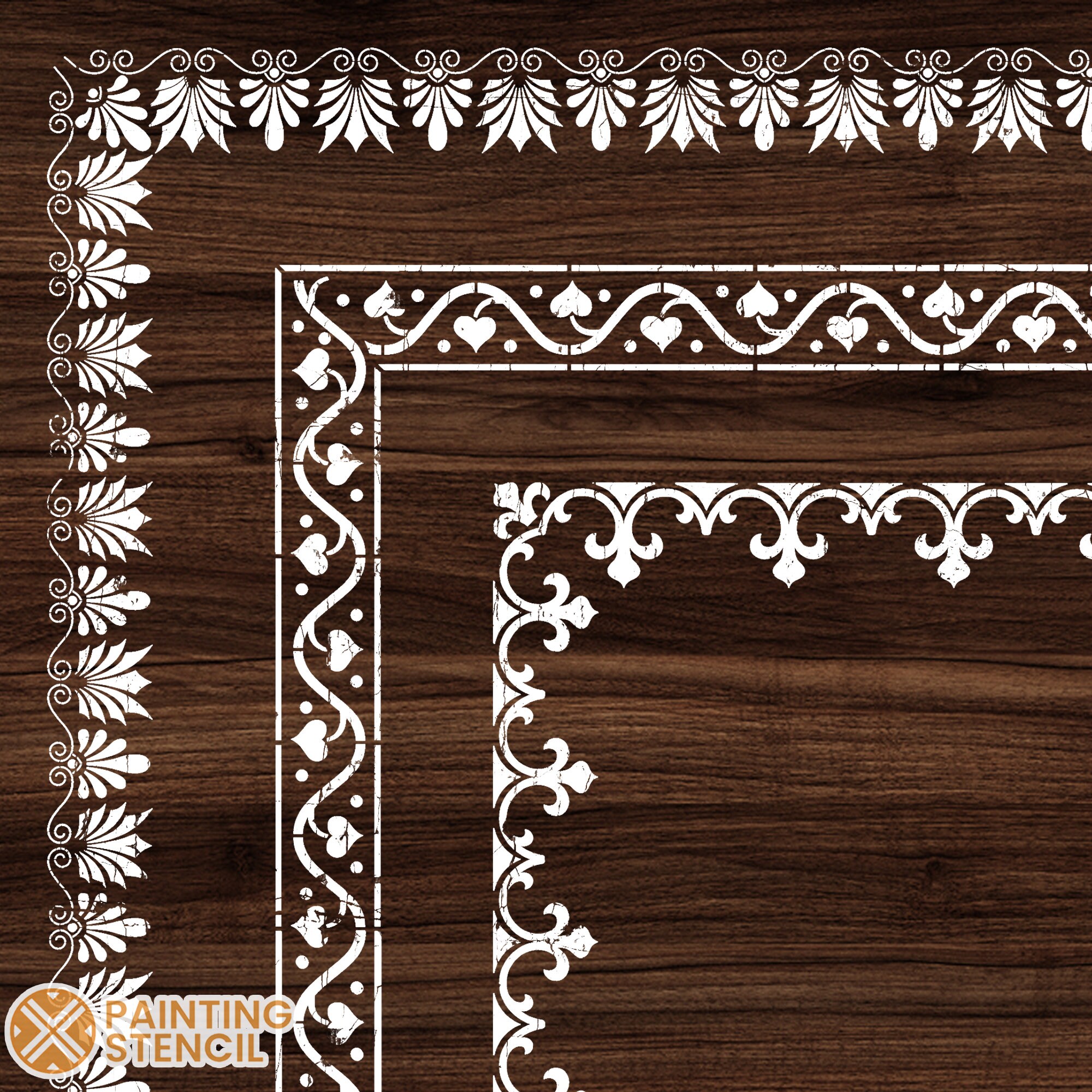 Border Stencil Set With Corners for Walls and Furniture, Victorian ...