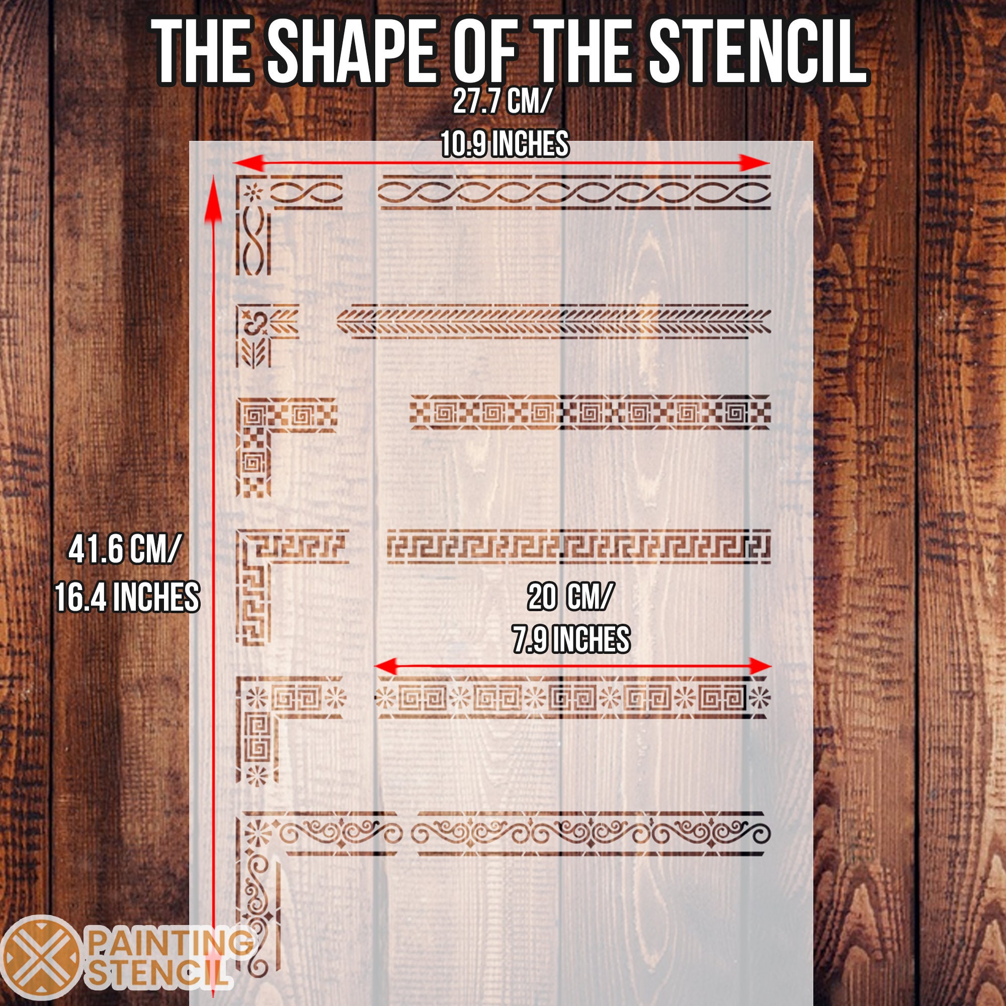 A4 Border Stencil Set, Border Stencils for Wood , Greek Border Stencil ...