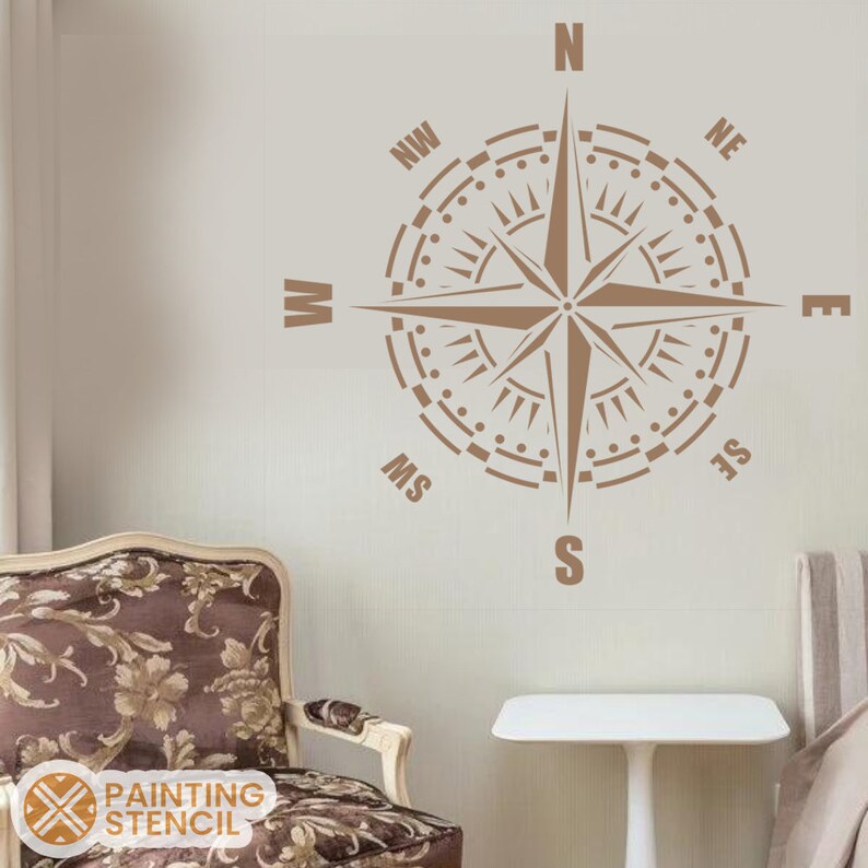 Compass Rose Stencil, Compass Stencil Reusable Compass Painting Stencil ...