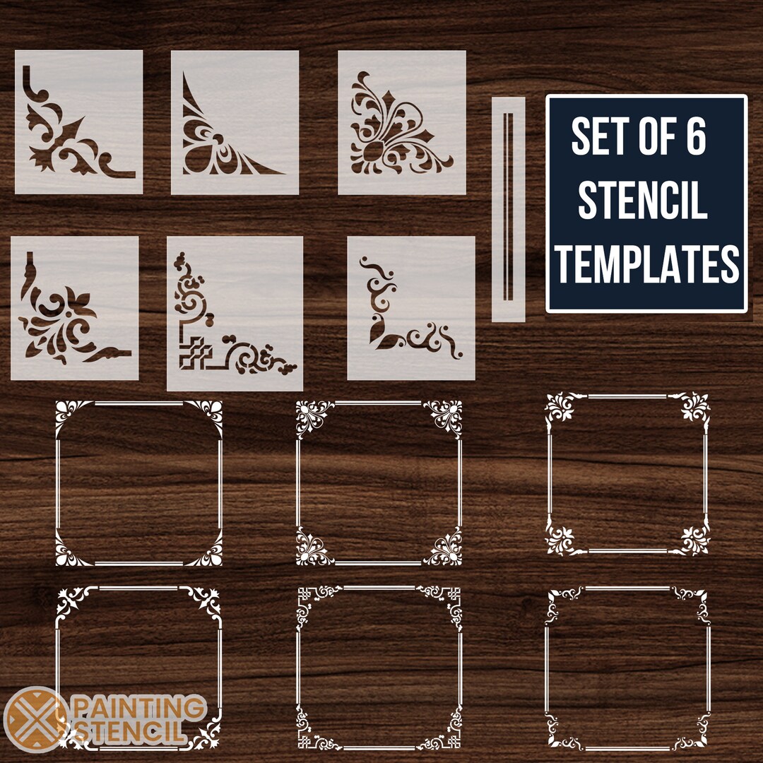 Victorian Corner Stencil, Set of 6 Corner Frame Stencils, Stencil Wall ...