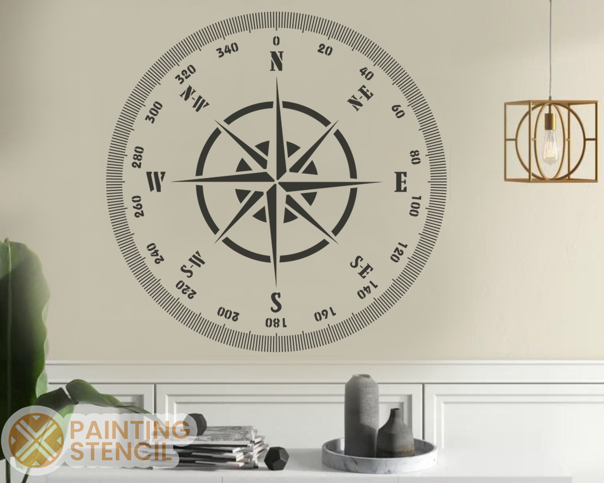 Compass Rose Stencil, Compass Stencil Reusable Compass Painting Stencil ...