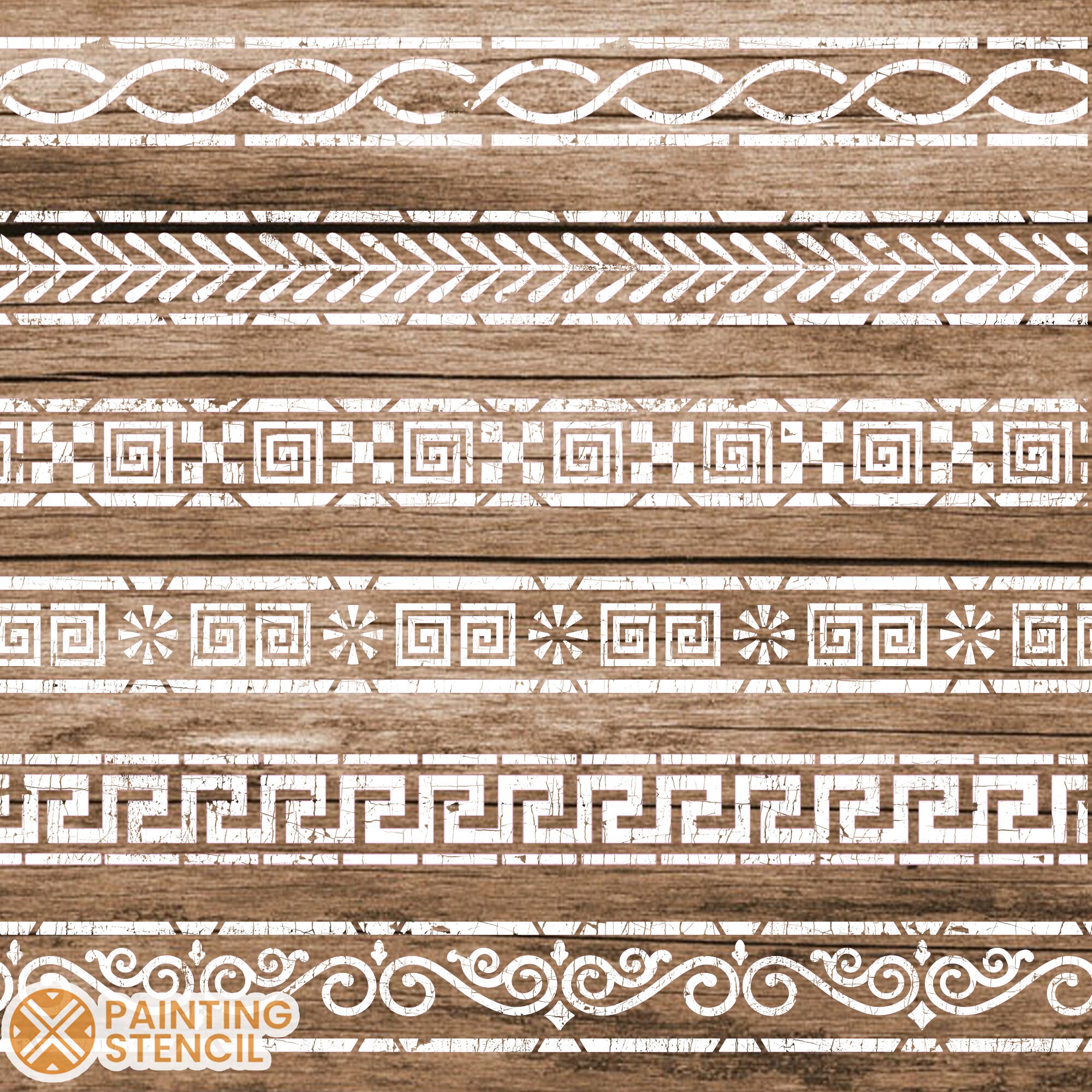 A4 Border Stencil Set, Border Stencils for Wood , Greek Border Stencil ...