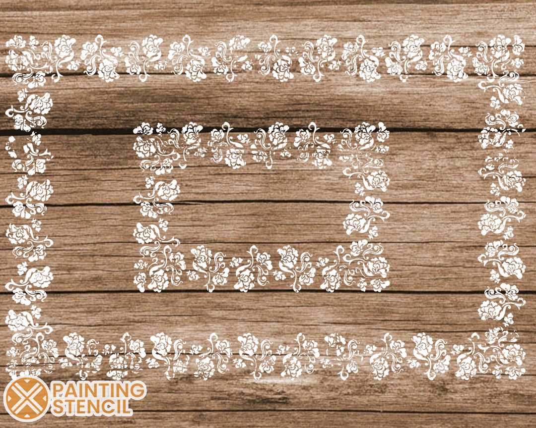 Large Floral Corner Stencil, Large Floral Border Stencil, Floral Border ...