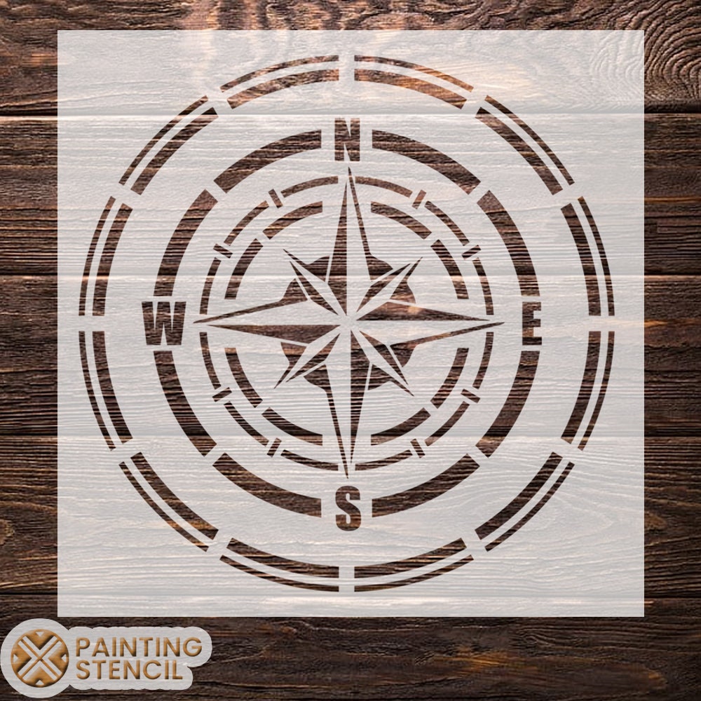 Compass Rose Stencil, Compass Stencil Reusable Compass Painting Stencil ...
