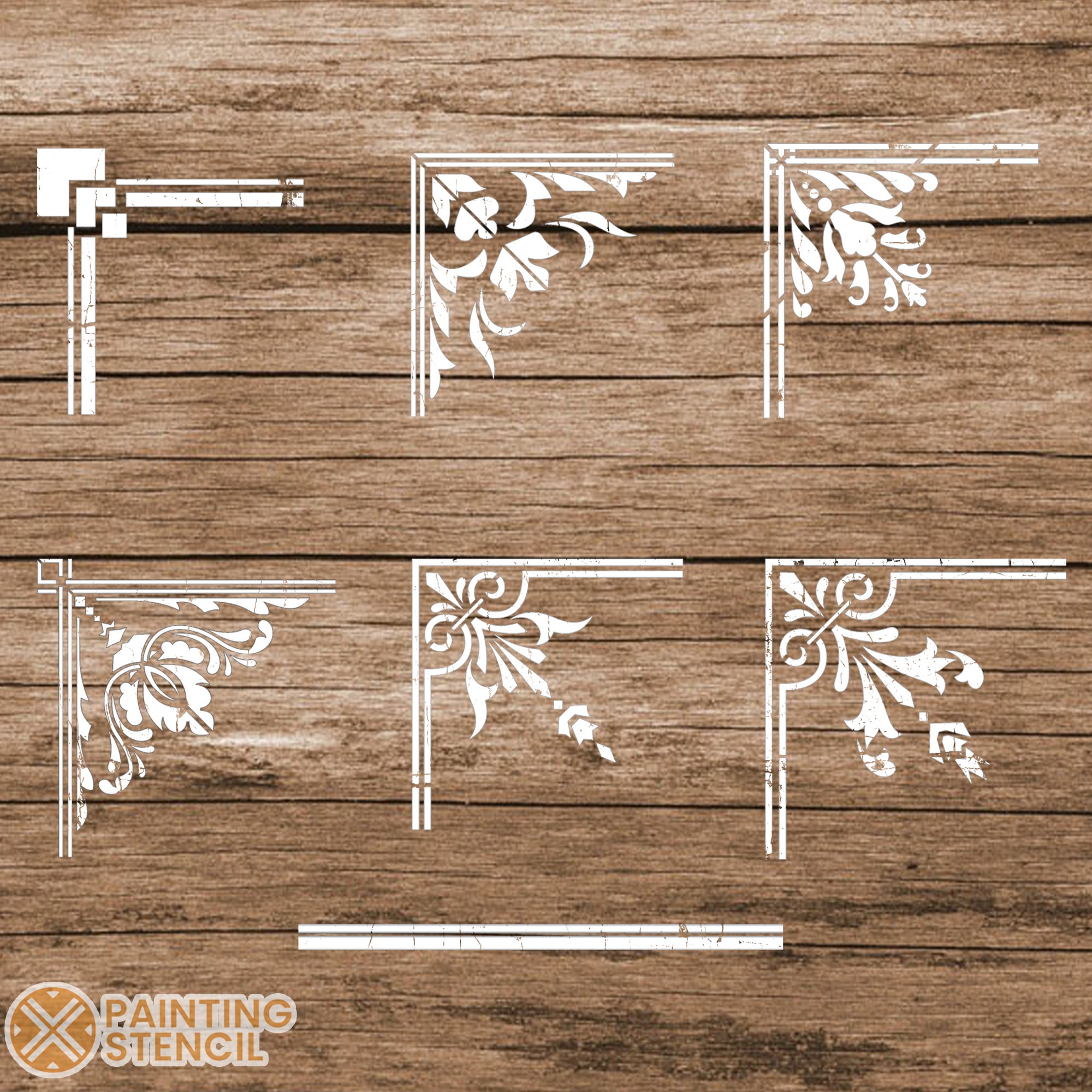 Set of 6 Stencil Templates, Set 6 Corner Frame Stencils, Victorian ...