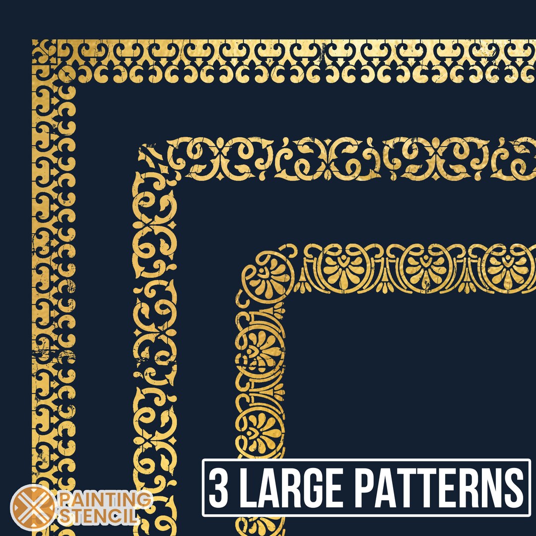 Border Stencil Set With Corners, Greek Border Stencil for Walls ...