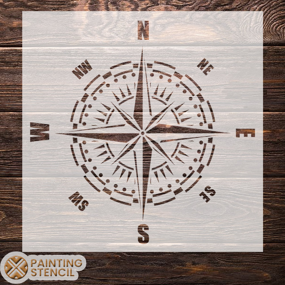 Compass Rose Stencil, Compass Stencil Reusable Compass Painting Stencil Wall Decor Stencil ...