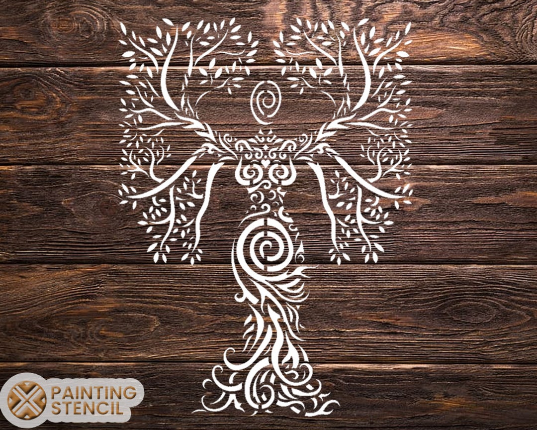 Woman Tree Stencil Tree of Life Stencil Yggdrasill Stencil - Etsy