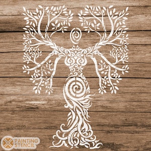 Woman Tree Stencil , Tree of Life Stencil, Yggdrasill Stencil, Tree ...