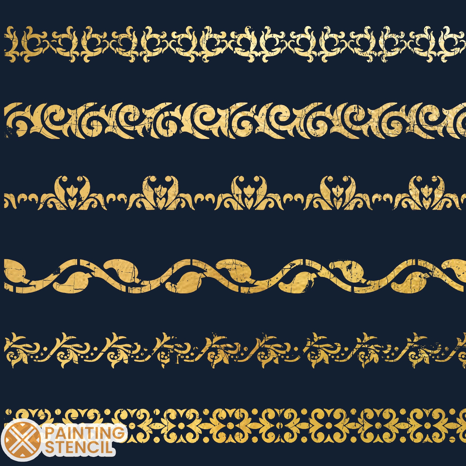 Greek Key Stencil , Greek Border Stencil Set, Large Flower Border ...