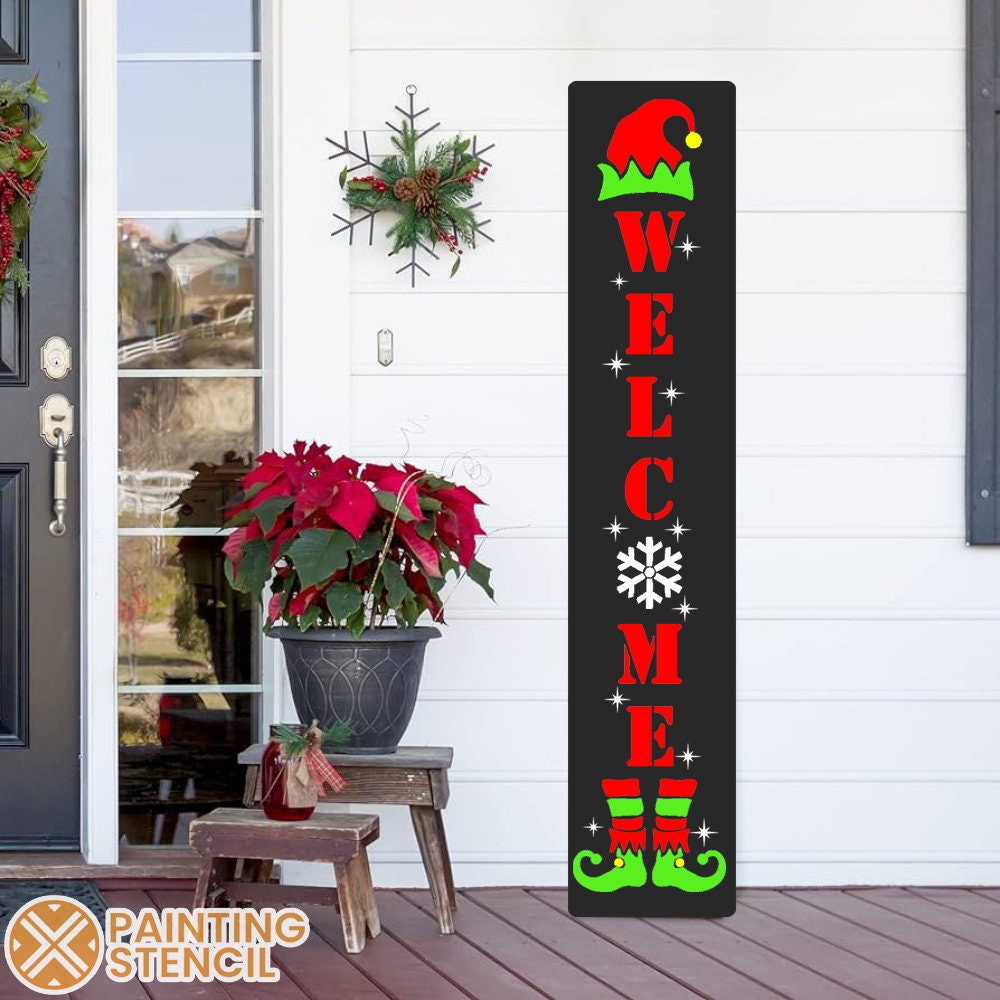 Elf Christmas Stencil, Elf Christmas Welcome Sign Stencil, Elf ...