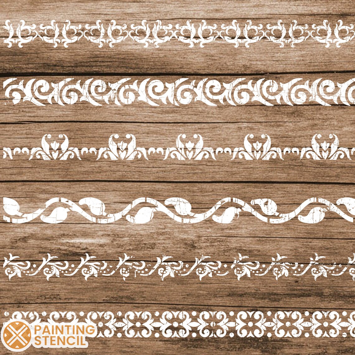 Greek Key Stencil , Greek Border Stencil Set, Large Flower Border ...