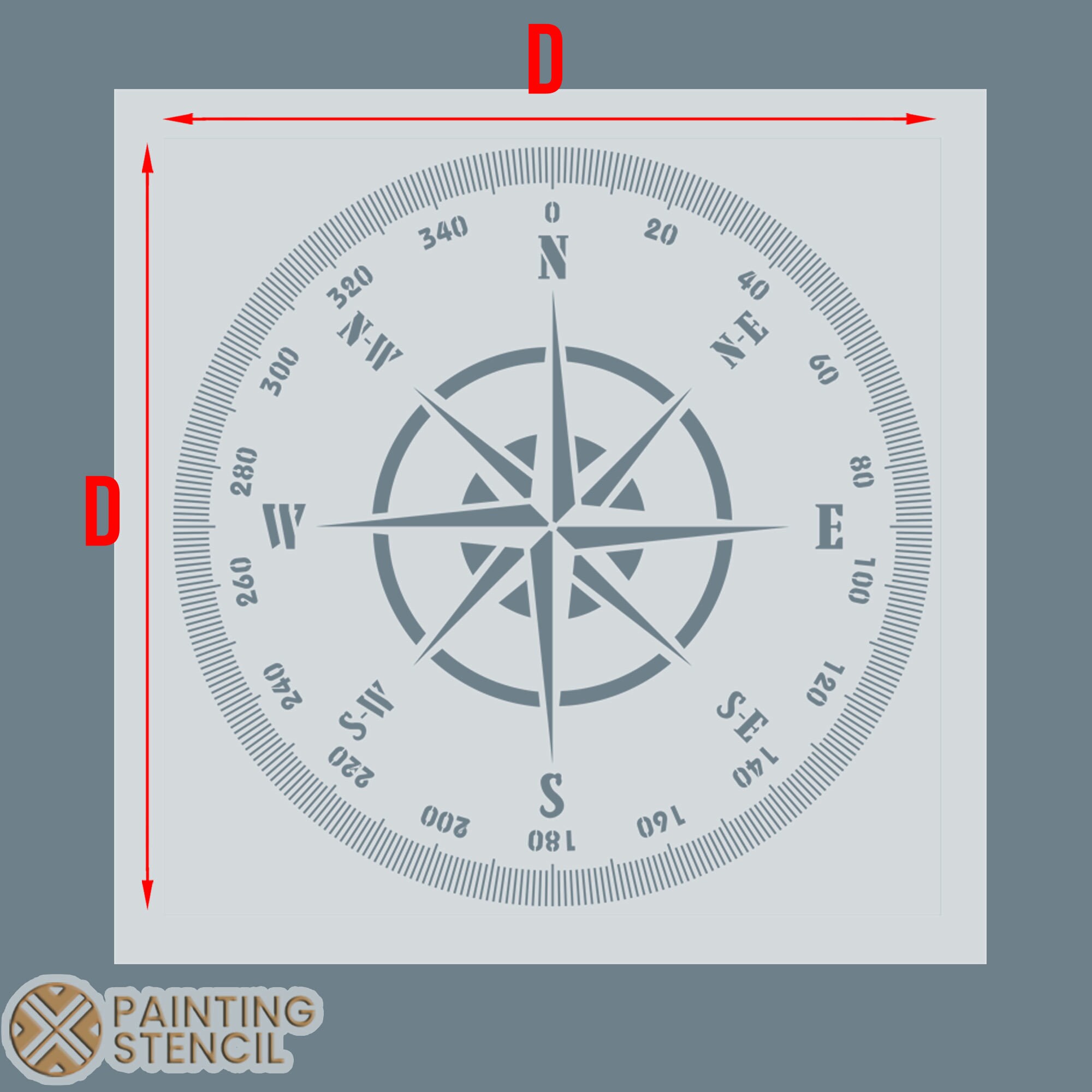 Compass Rose Stencil, Compass Stencil Reusable Compass Painting Stencil ...